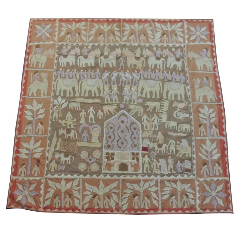 CLOSE OUT SALE: Large Vintage Indian Appliqué Kanduri Shrine Wall ...