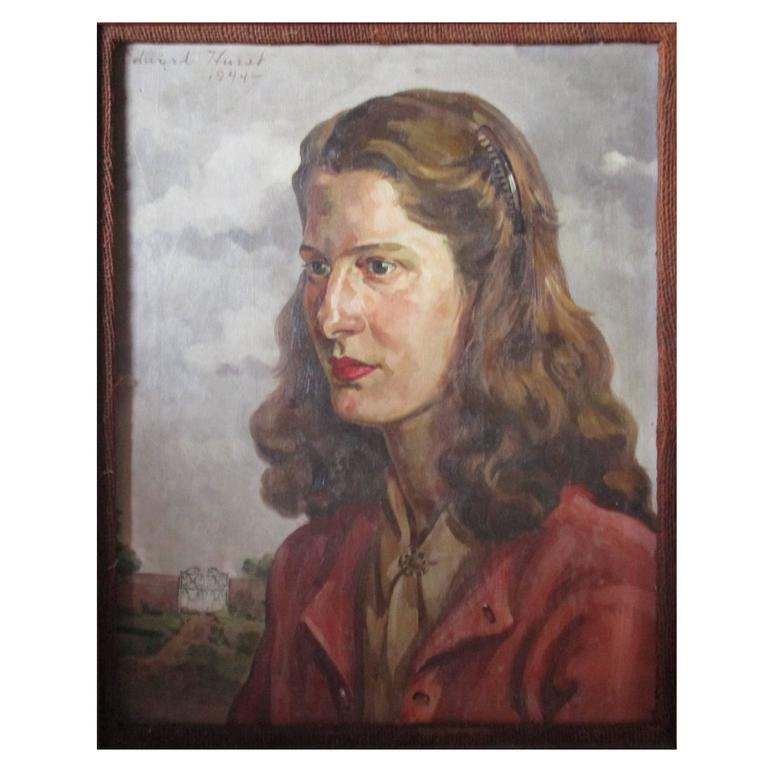 Edward Hurst Oil on Canvas 1944 Portrait at 1stDibs