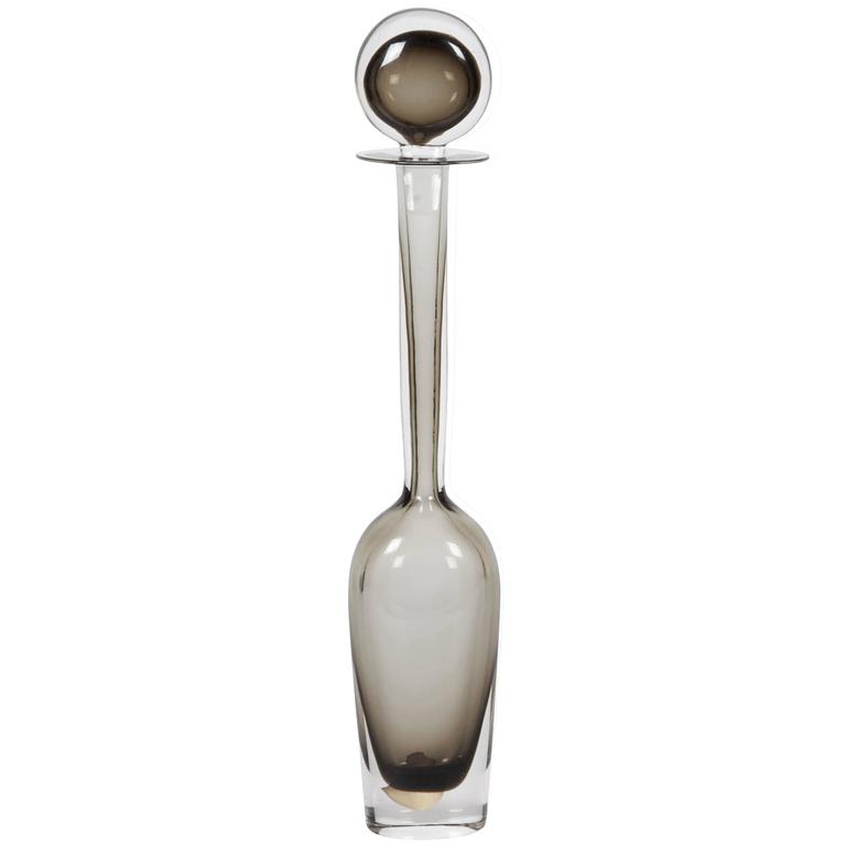 Flavio Poli for Seguso Decanter in Warm Gray Sommerso Murano Glass at ...