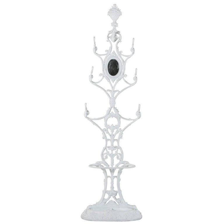 19th Century Cast Iron Hall Tree Coat and Hat Rack Swivel Mirror ...