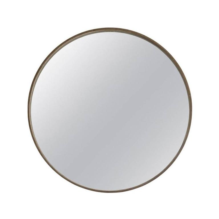 Medium Basic Grey Suede Mirror by ASH NYC For Sale at 1stDibs