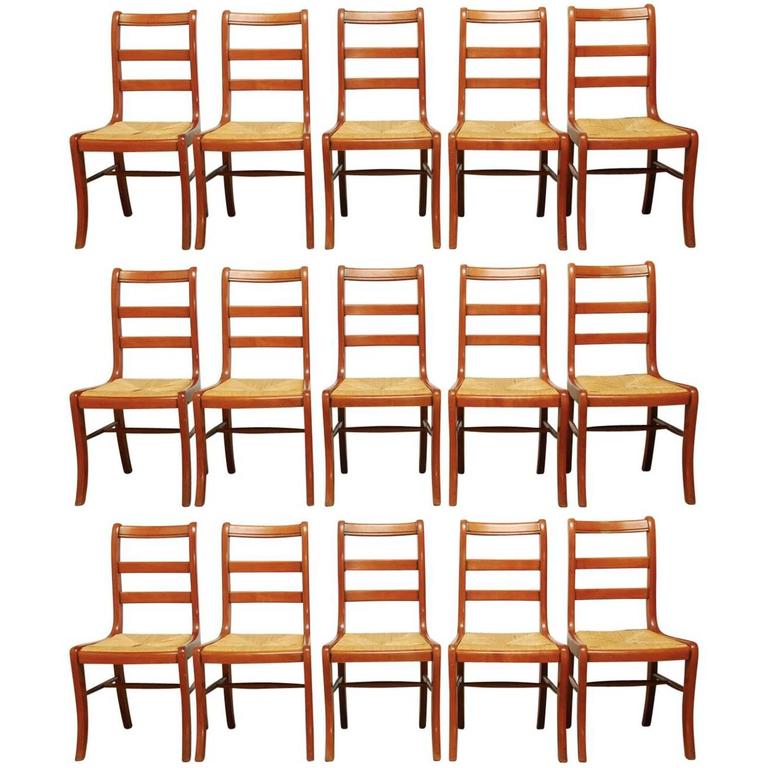 Set of 45 French Grange Rush Seat Dining Chairs at 1stDibs | grange ...