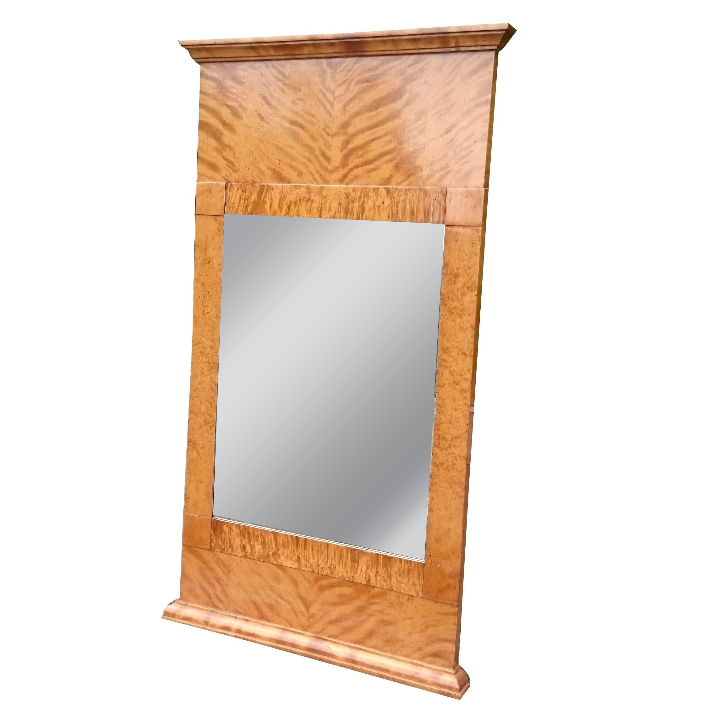 Antique Biedermeier Satin Birch Mirror For Sale at 1stDibs