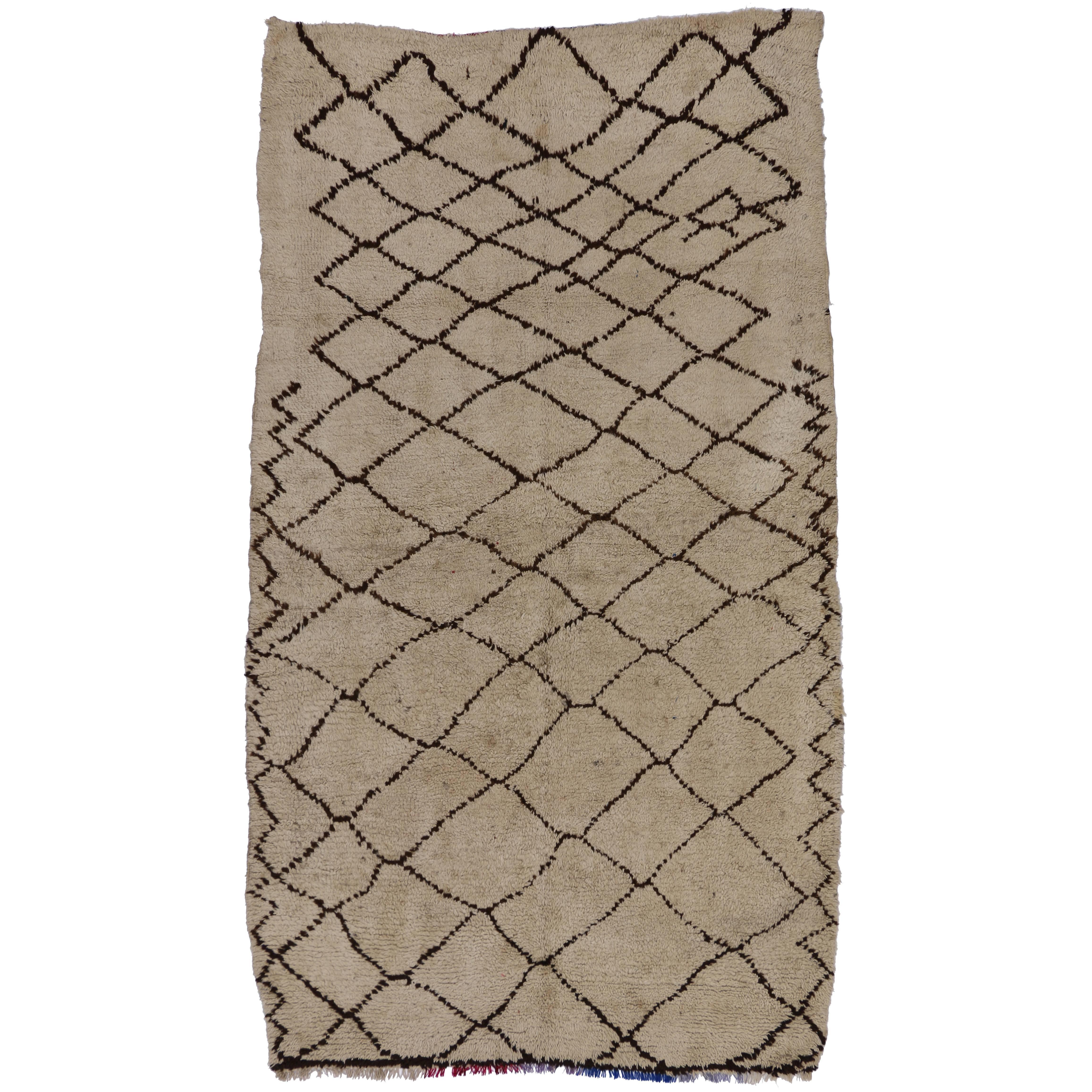 Mid-Century Modern Moroccan Rug with Tribal Design at 1stDibs