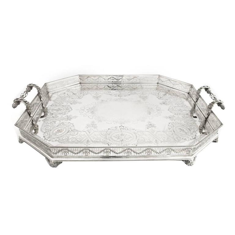 Massive Victorian Sterling Tray by Martin and Hall at 1stDibs