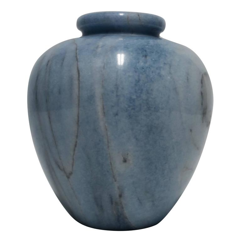 Italian Marble Blue and White Urn Vase For Sale at 1stdibs