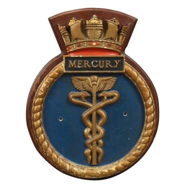 HMS Mercury Ship's Badge For Sale at 1stDibs