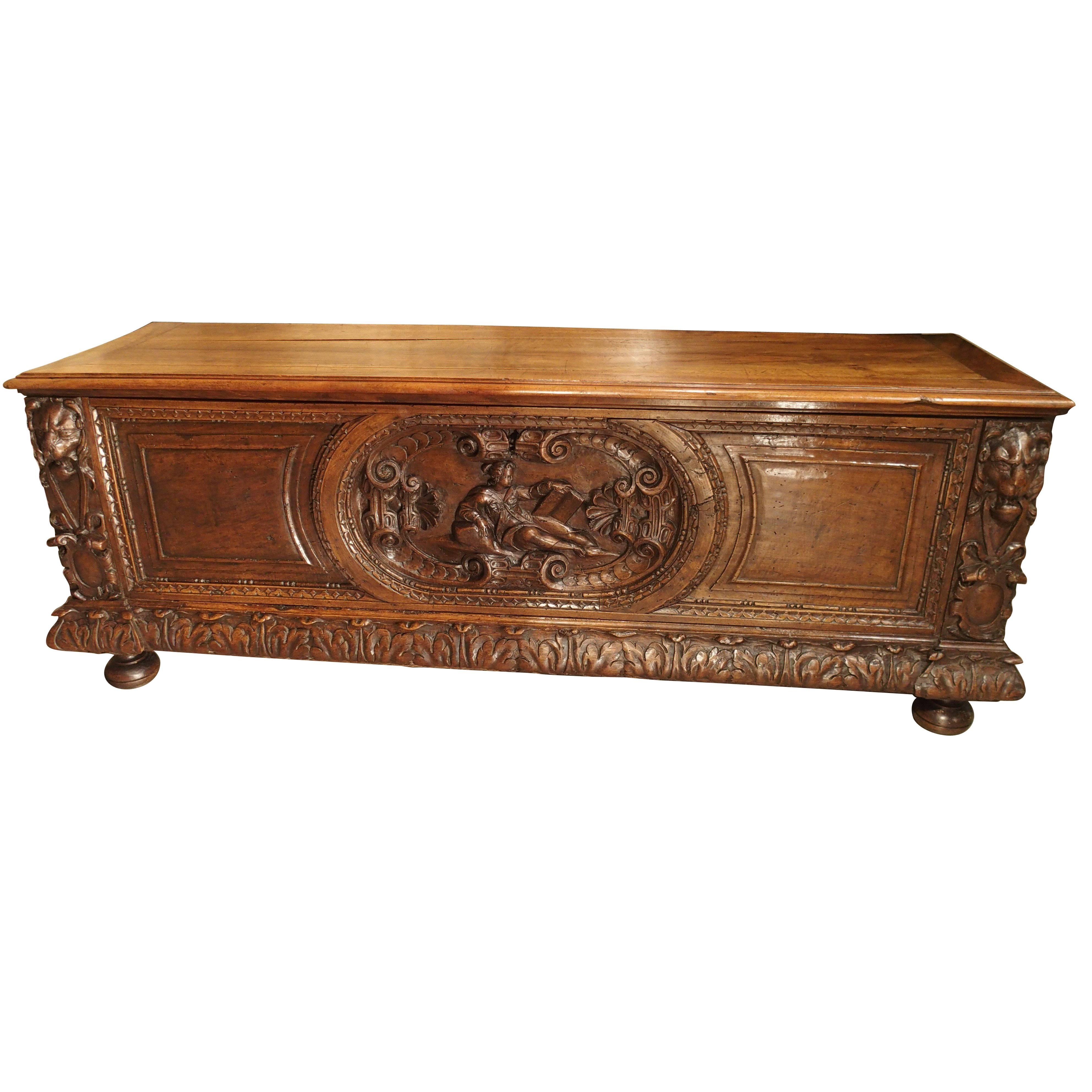 19th Century Walnut Wood Renaissance Trunk from France at 1stDibs ...
