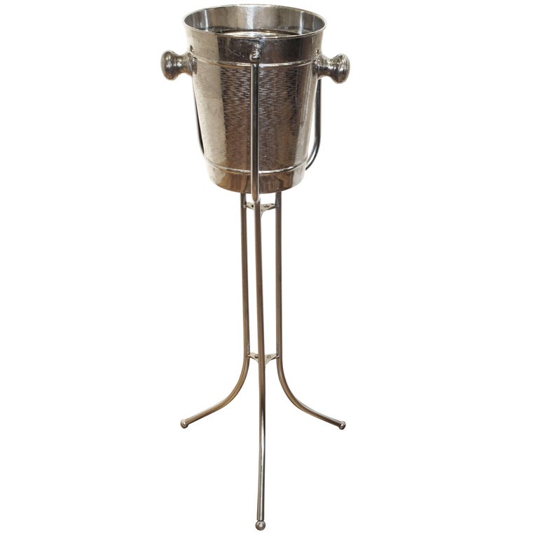 Chrome Champagne Bucket with Stand at 1stDibs