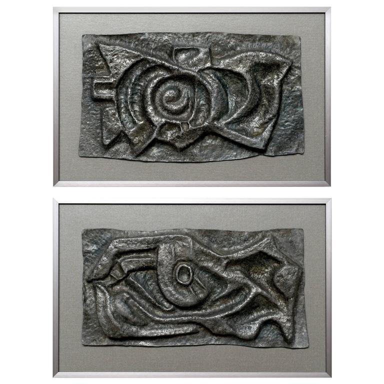Pair of Abstract Lead Wall Sculptures at 1stDibs