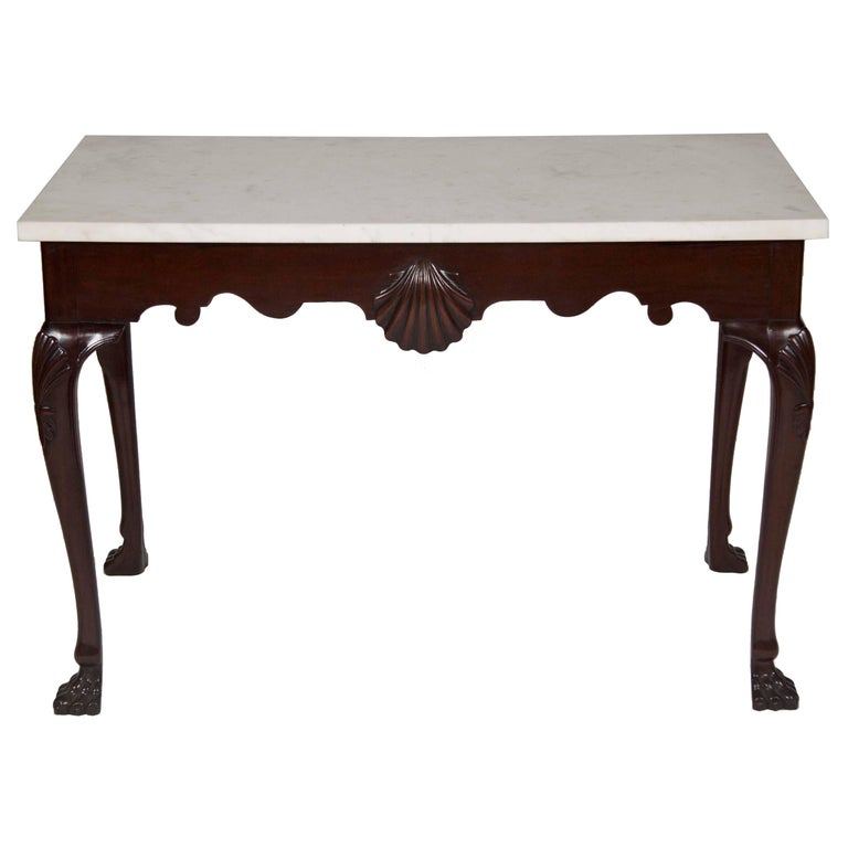 Irish Mahogany Marble-Top Console Table at 1stDibs