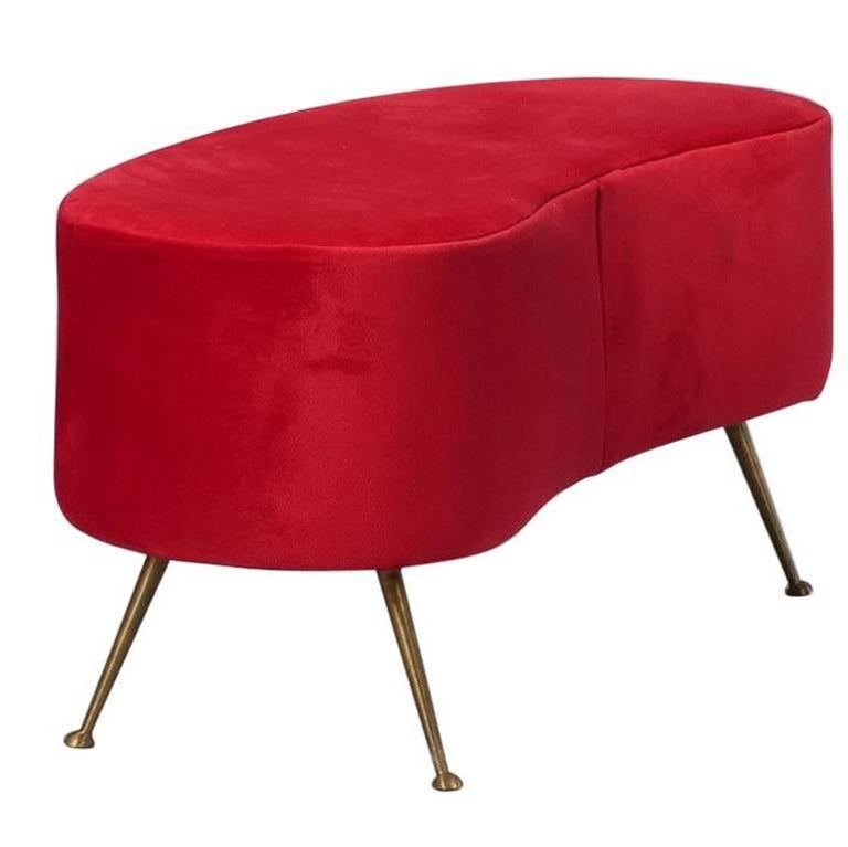 Italian Ponti Style Kidney Shape Bench with Brass Feet at 1stDibs