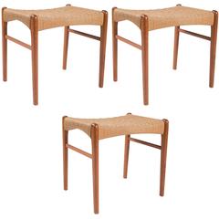 Pair of Danish Three-Legged Stools at 1stdibs