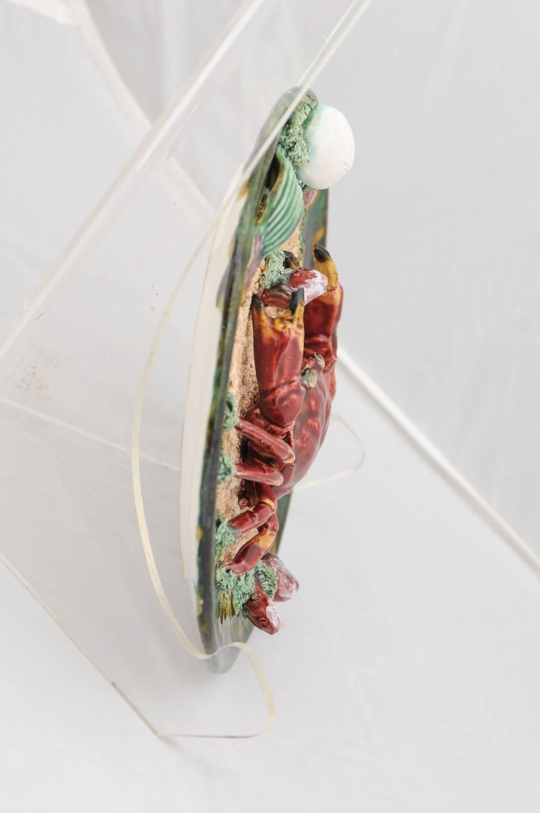 Portuguese Bernard Palissy Style Majolica Plate with Crab Motif, Circa ...