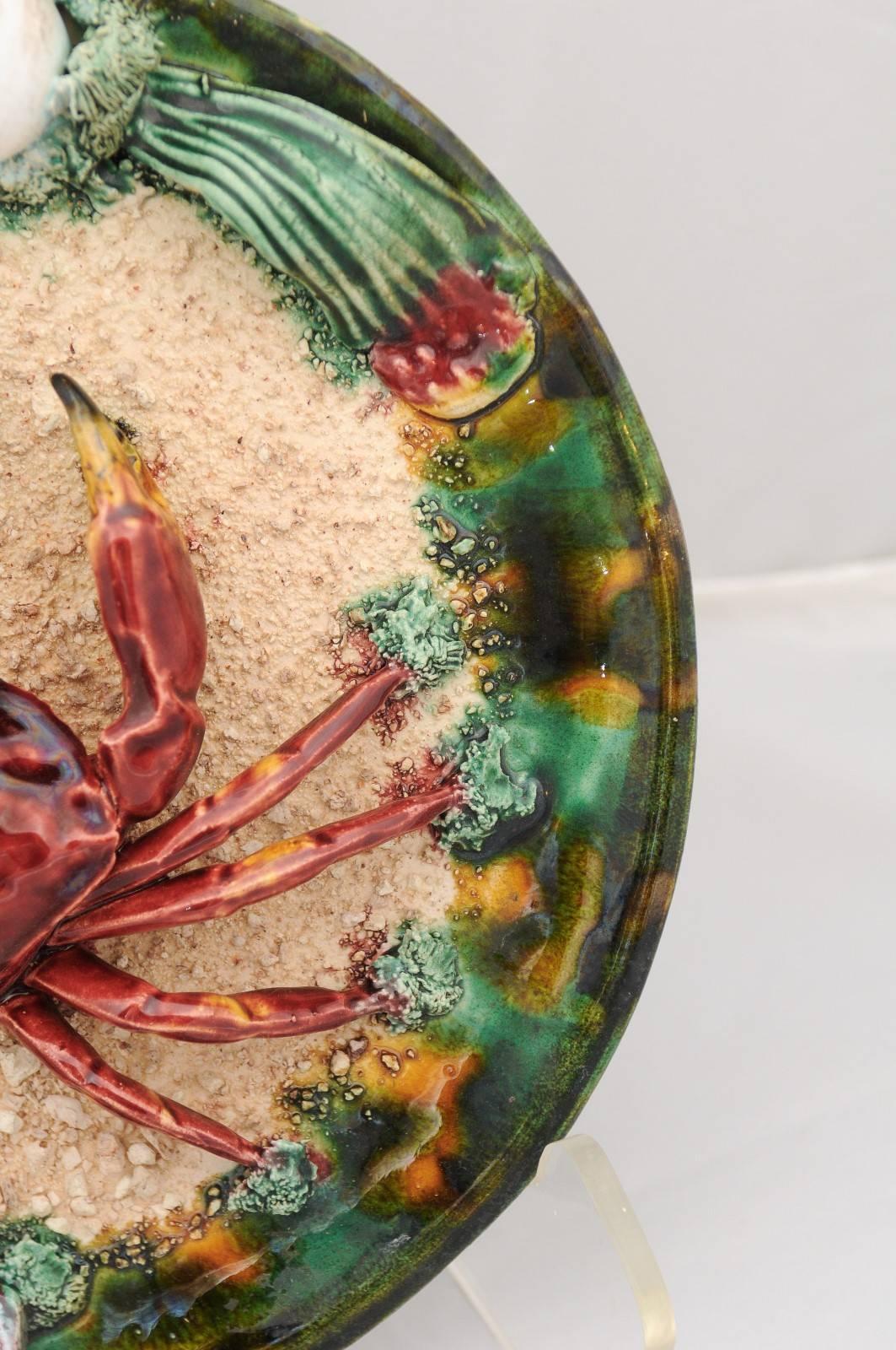 Portuguese Bernard Palissy Style Majolica Plate with Crab Motif, Circa ...
