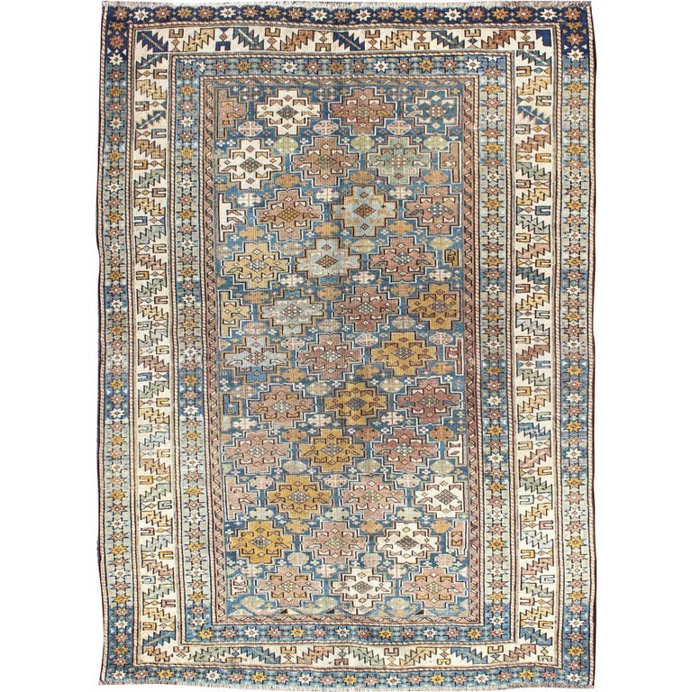 1900''s Antique Shirvan Rug with All-Over, Blossoming Cross-Shaped ...