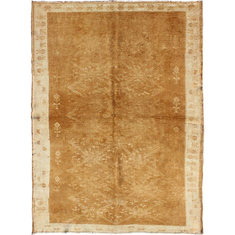 Light Brown Vintage Turkish Rug with Lattice Pattern in Light Brown and ...