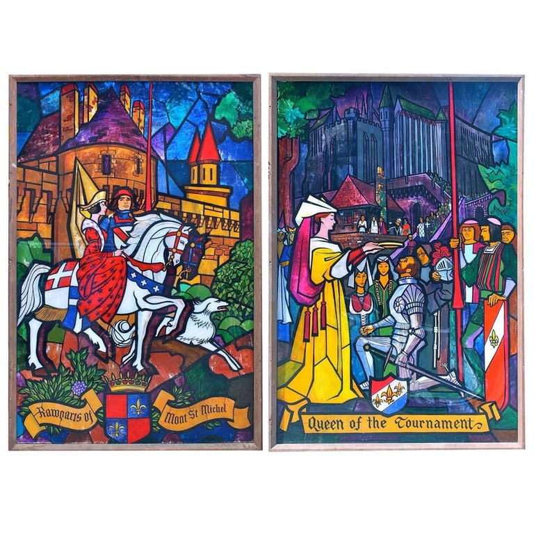 Panneaux monumentaux en acrylique peints de style médiéval Lumen Martin ...