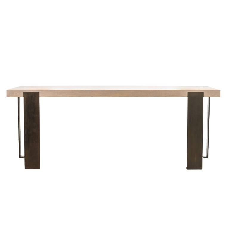 Contemporary Desk Solid Oak and Blackened Steel Legs by Carbonell ...