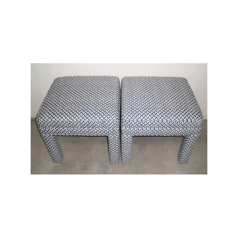 Pair of Square Upholstered Parsons Stools at 1stDibs