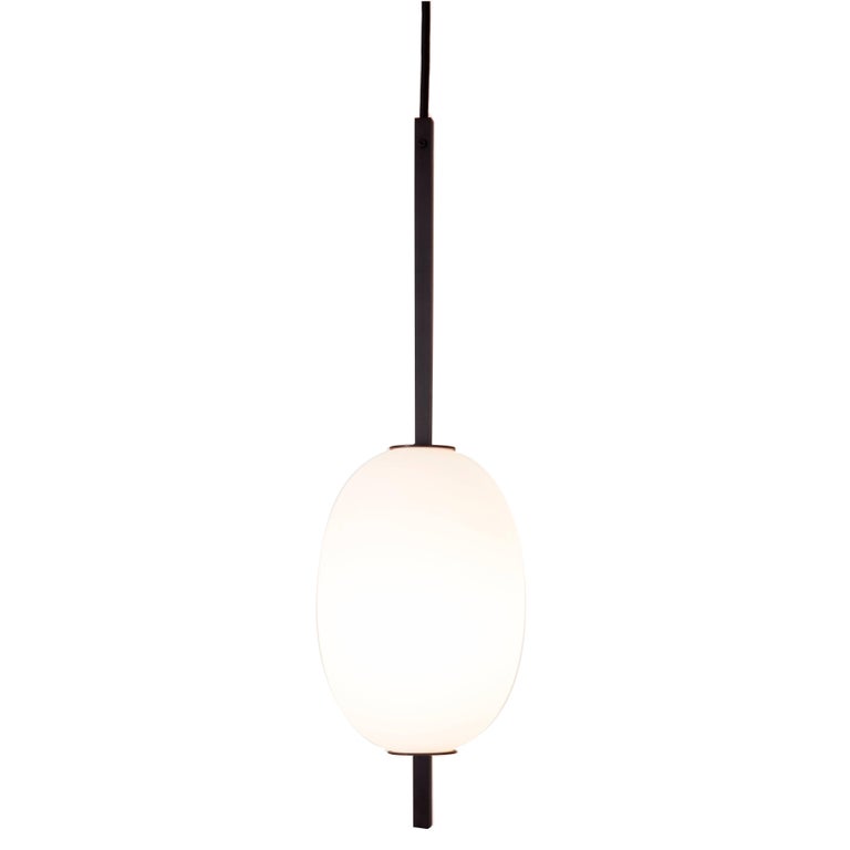 Miro 1 Hanging Pendant in Matte Black with Handblown Glass Shade For ...