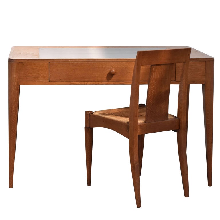 Émile-Jacques Ruhlmann, Oak Desk and Chair, Cité Universitaire de Paris ...