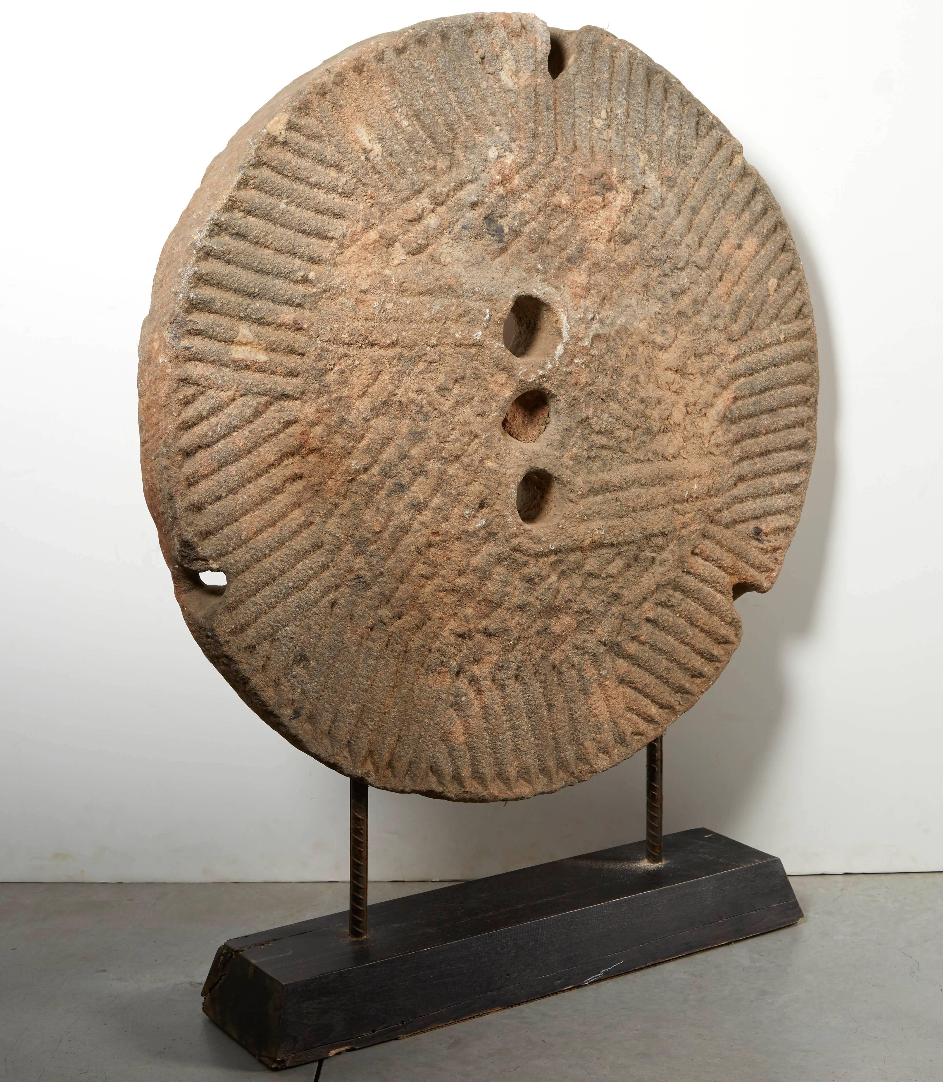 Primitive Antique Carved Millstone at 1stDibs