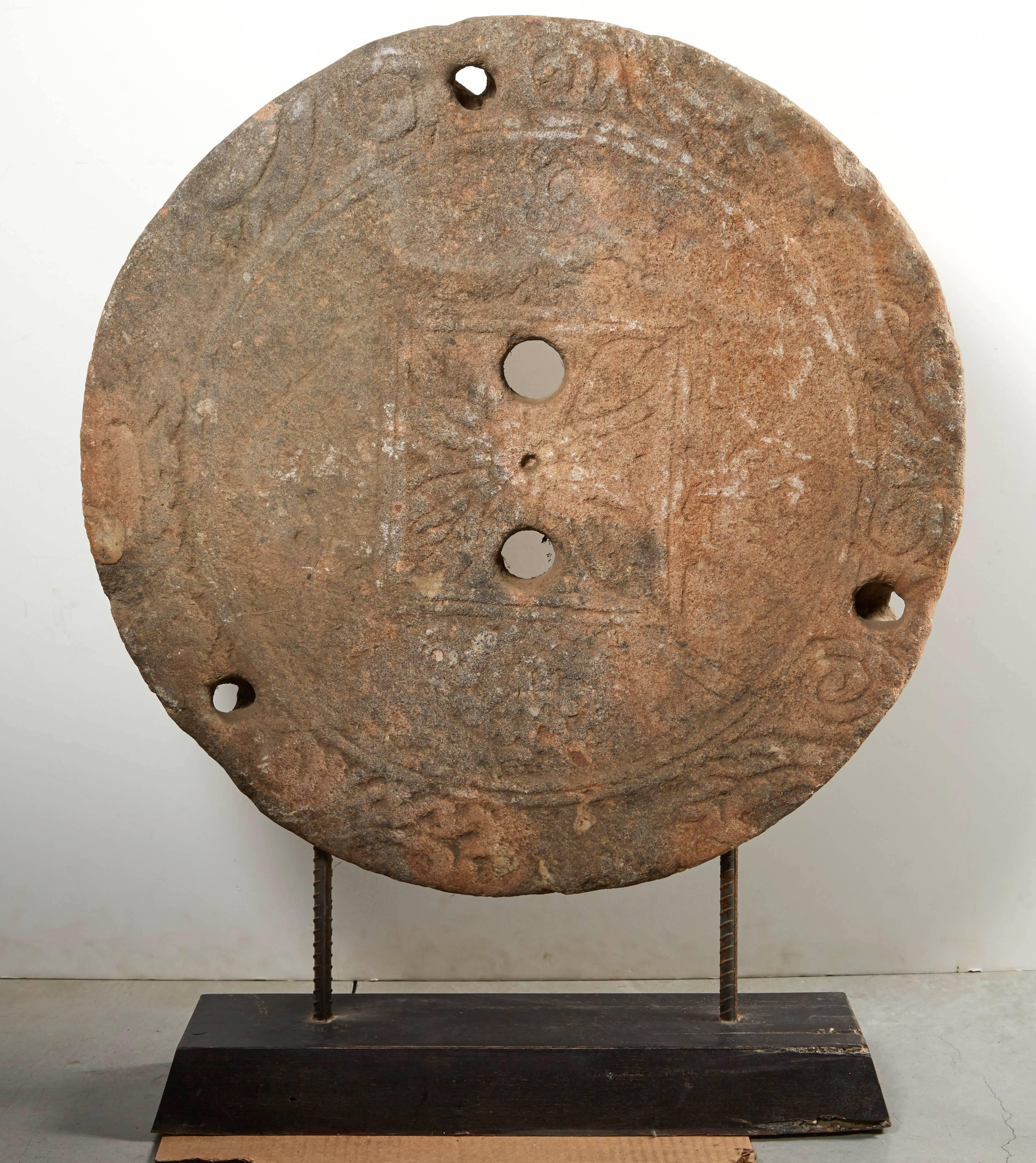 Primitive Antique Carved Millstone at 1stDibs
