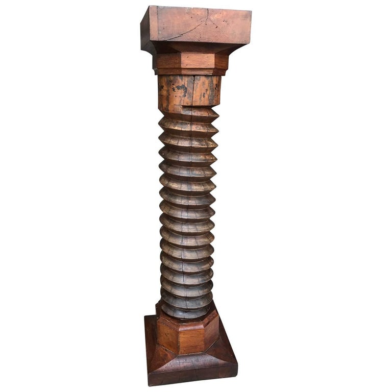 Wooden Corkscrew Style Pedestal For Sale at 1stDibs