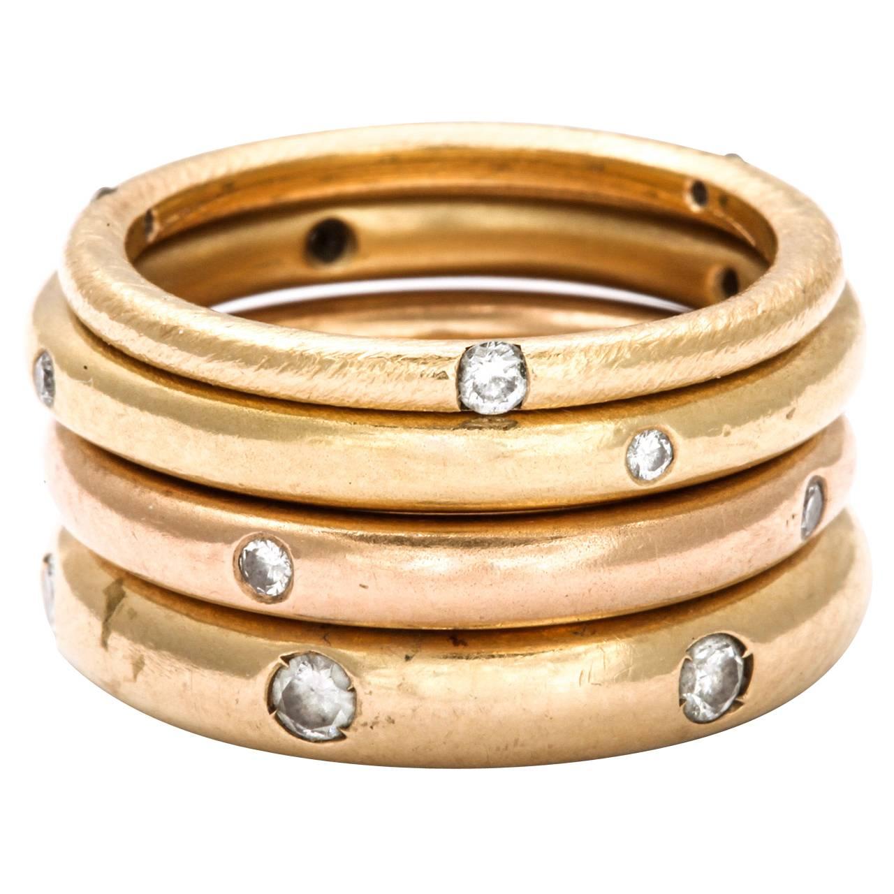 Points of Light in Gold and Diamond Stacking Rings at 1stDibs
