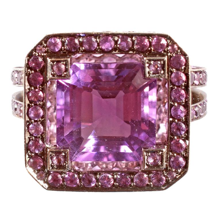 Solange 2.65 ct Amethyst Blackened Gold Cup Ring at 1stDibs