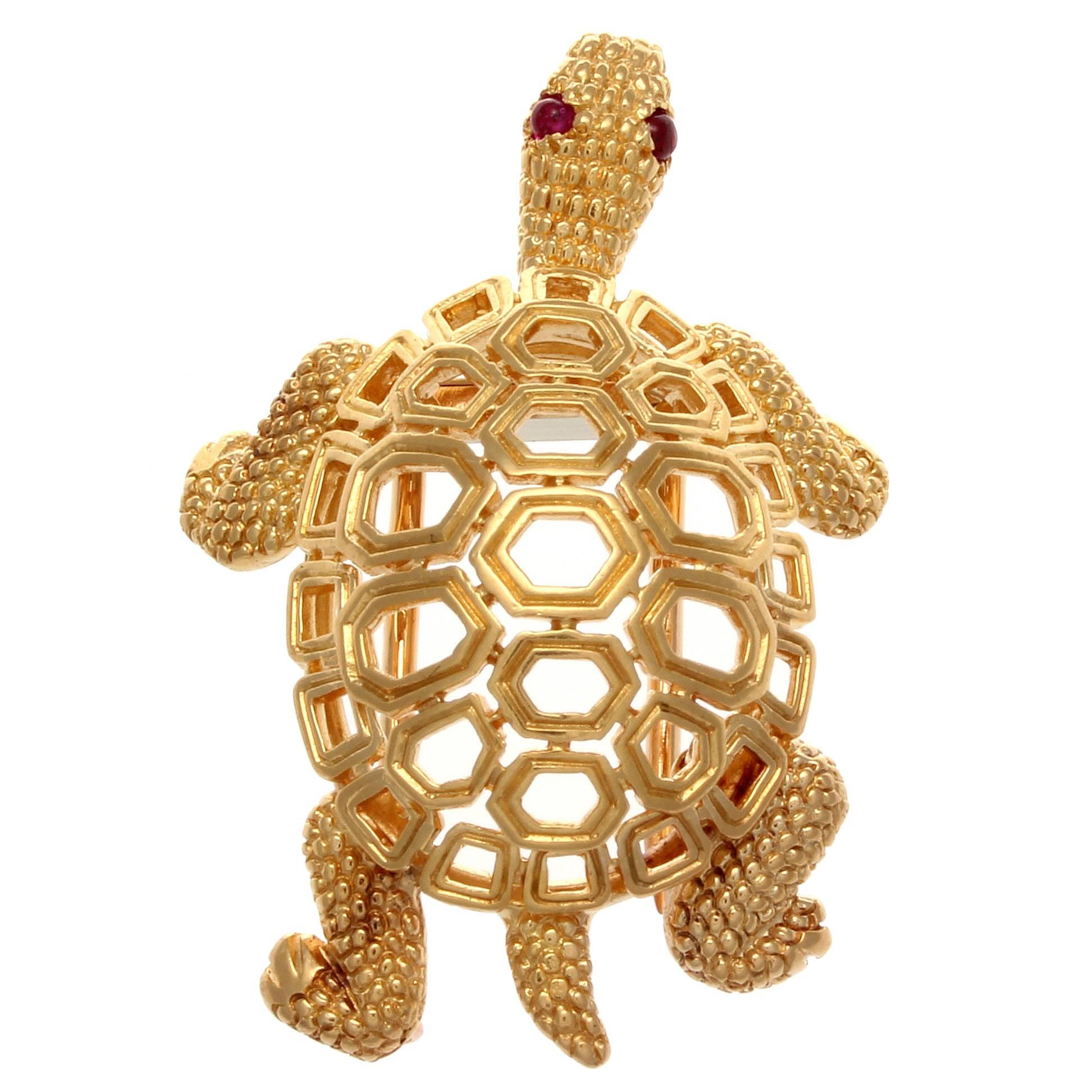 Cartier Paris Ruby Gold Turtle Brooch at 1stDibs | cartier turtle