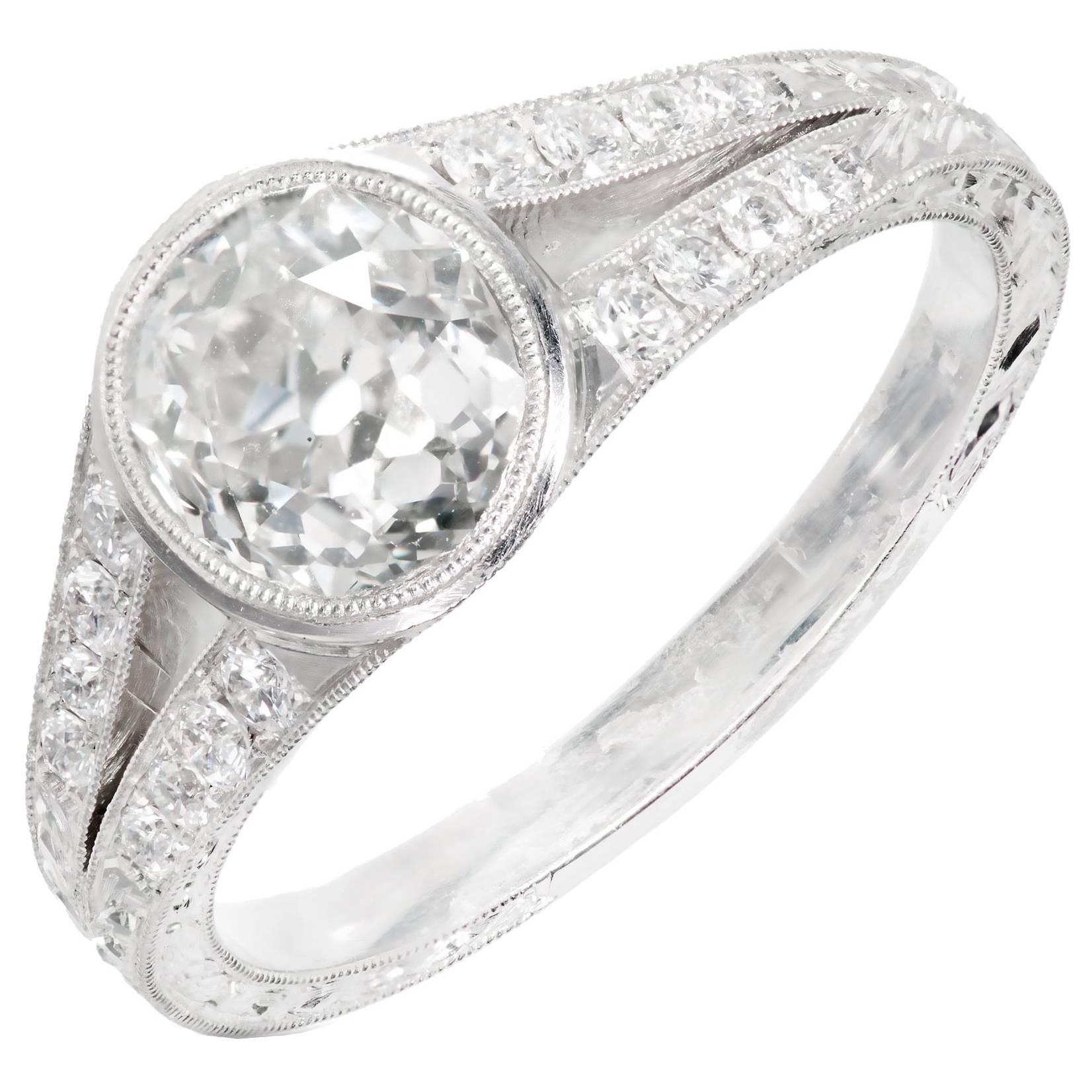 Antique Yellow Diamond Engagement Ring 1.32 Carat Solitaire Platinum ...