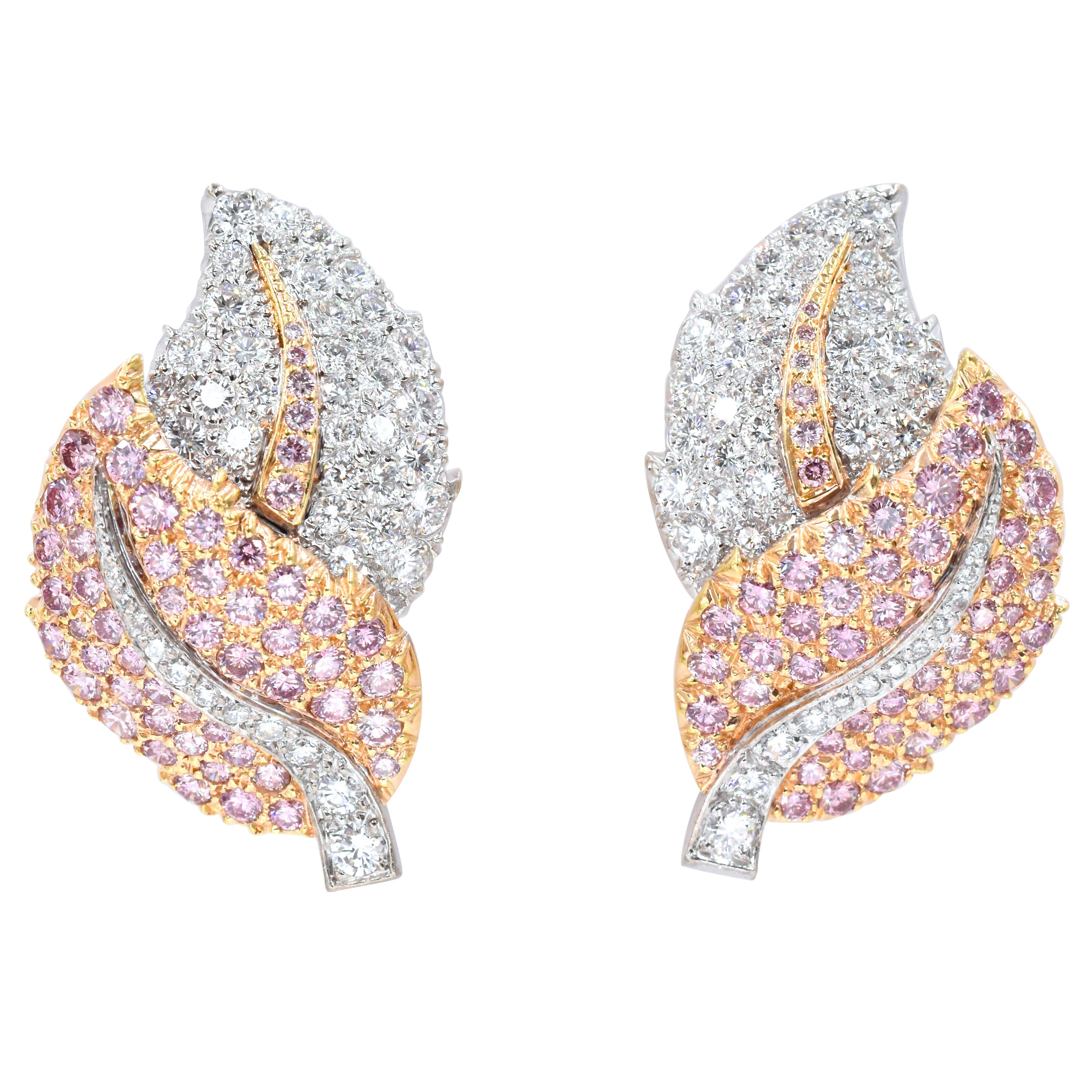Graff Pink sapphire Petals collection Diamond Platinum Earrings at 1stDibs