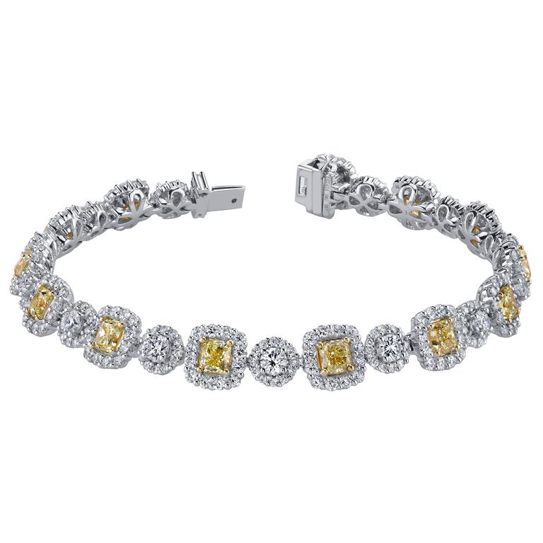 Cartier White And Fancy Yellow Diamond Tennis Bracelet For Sale At 1stdibs
