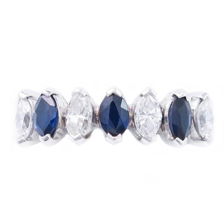 Birks Blue Sapphire Diamond and Platinum Ring For Sale at 1stDibs