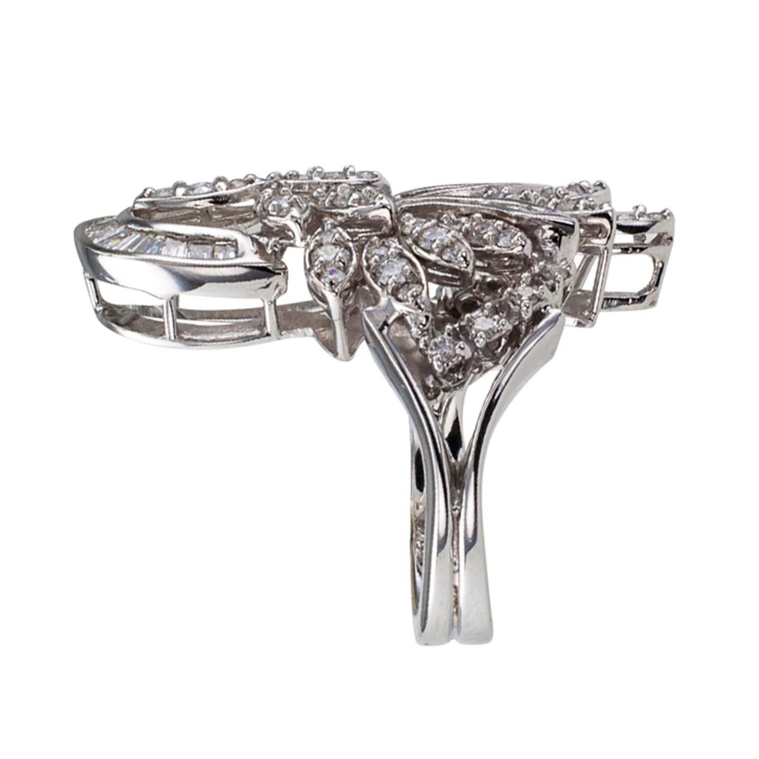 Large Diamond White Gold Cocktail Ring at 1stDibs