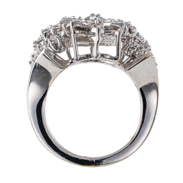 Large Diamond White Gold Cocktail Ring at 1stDibs