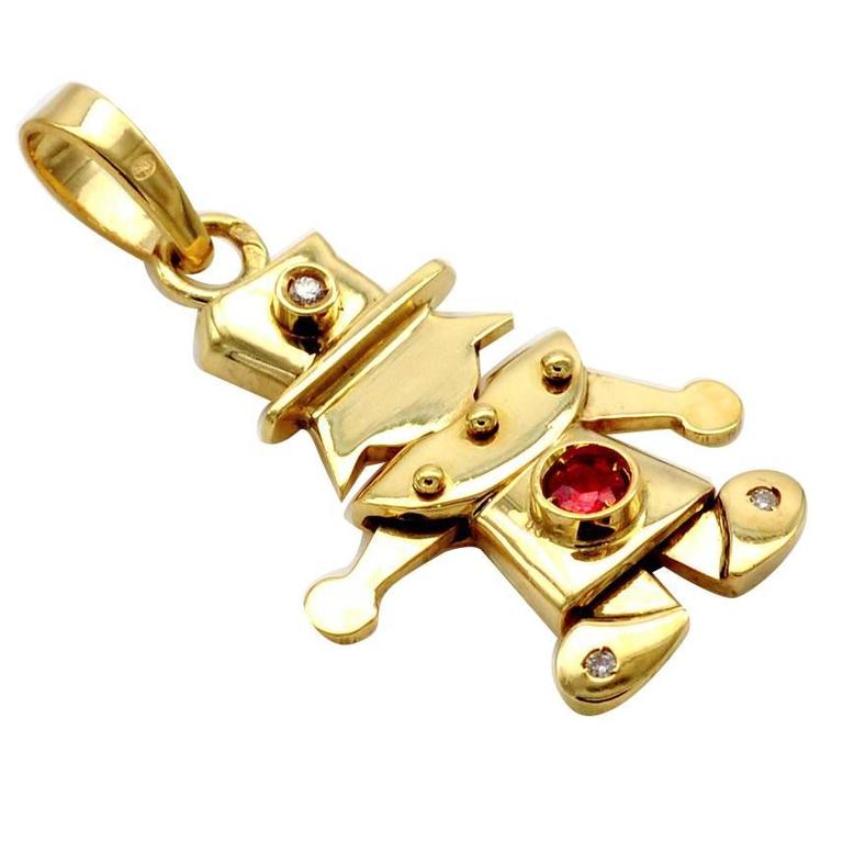 Ruby Diamonds and Gold Clown Pendant Charm at 1stDibs