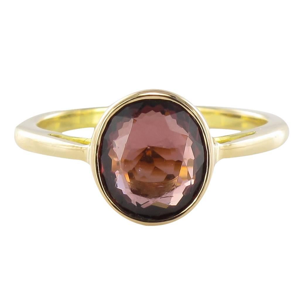 18 Karat Rose Gold Rhodolite Pink Garnet 3.20 Carat and Diamond Ring at ...