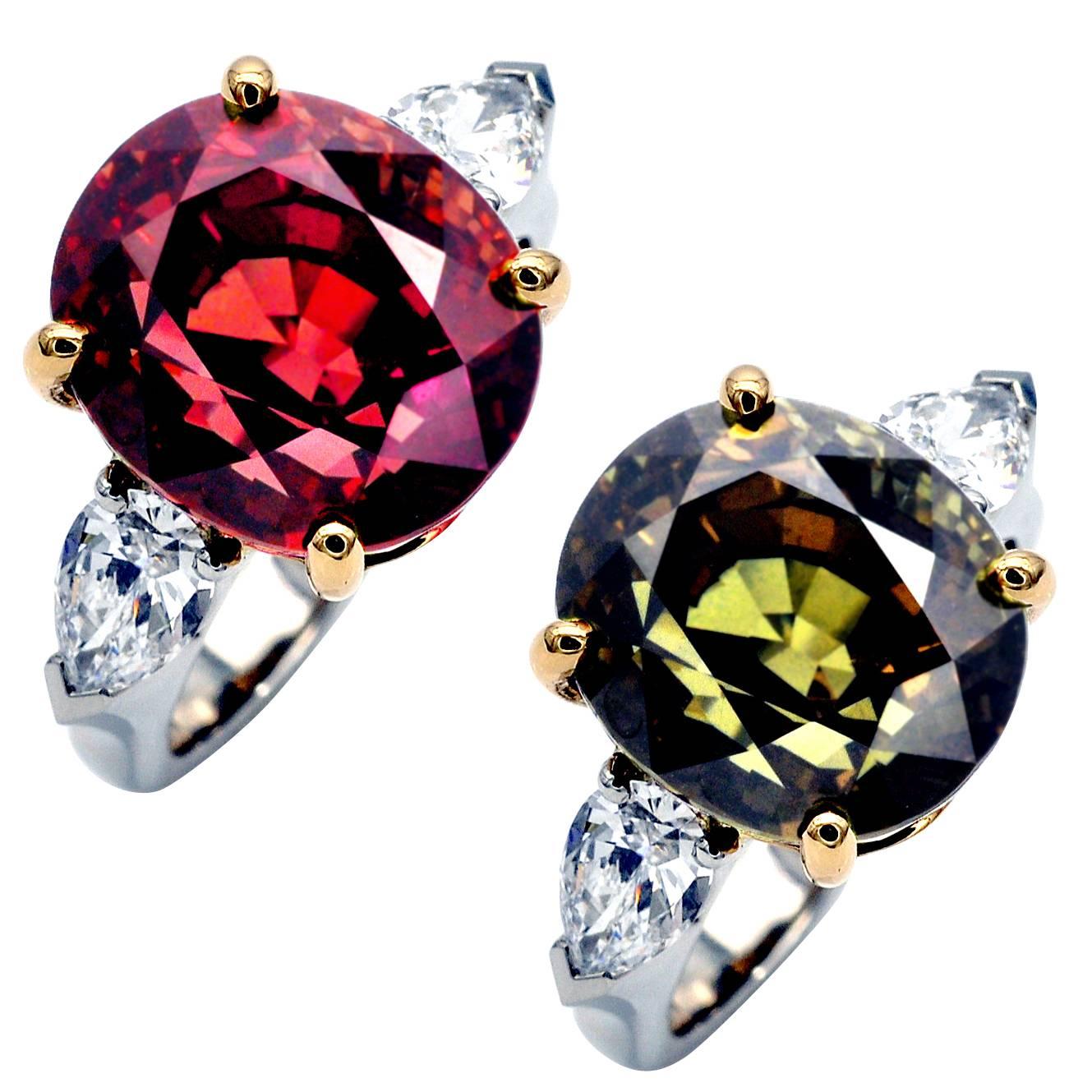 GIA Certified Color Change Garnet and Diamond Ring For Sale at 1stDibs ...