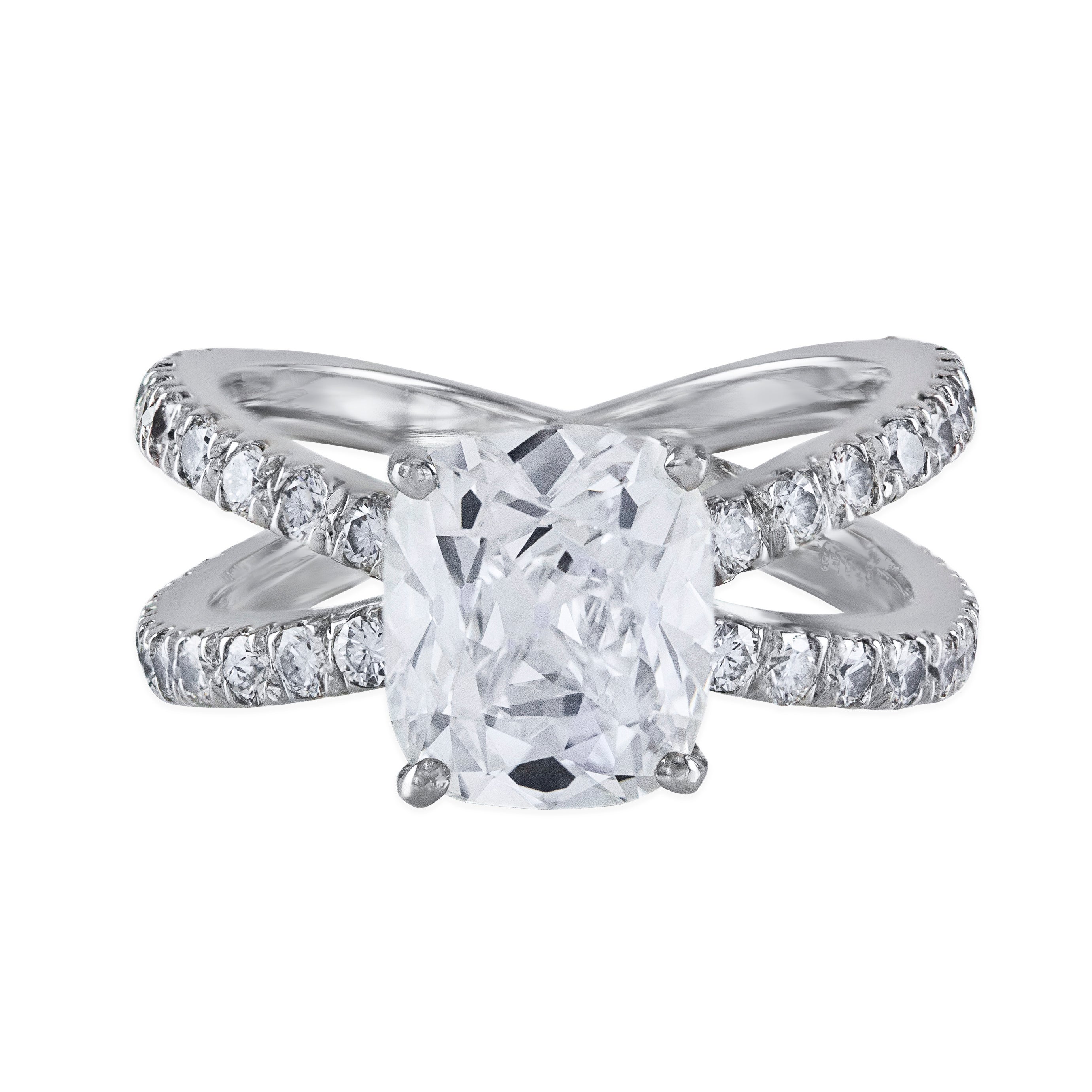 Diamond Gold Double Shank Right Hand Ring For Sale at 1stDibs