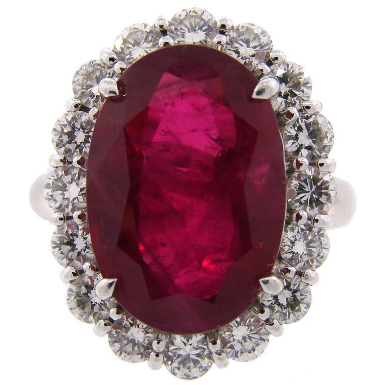 10.03 Carat GRS Certificate Burmese Ruby Diamond Platinum Ring at 1stDibs