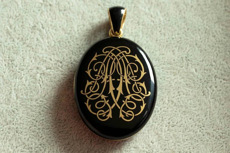 Tiffany and Co. Antique Victorian Black Enamel and Gold Locket at ...