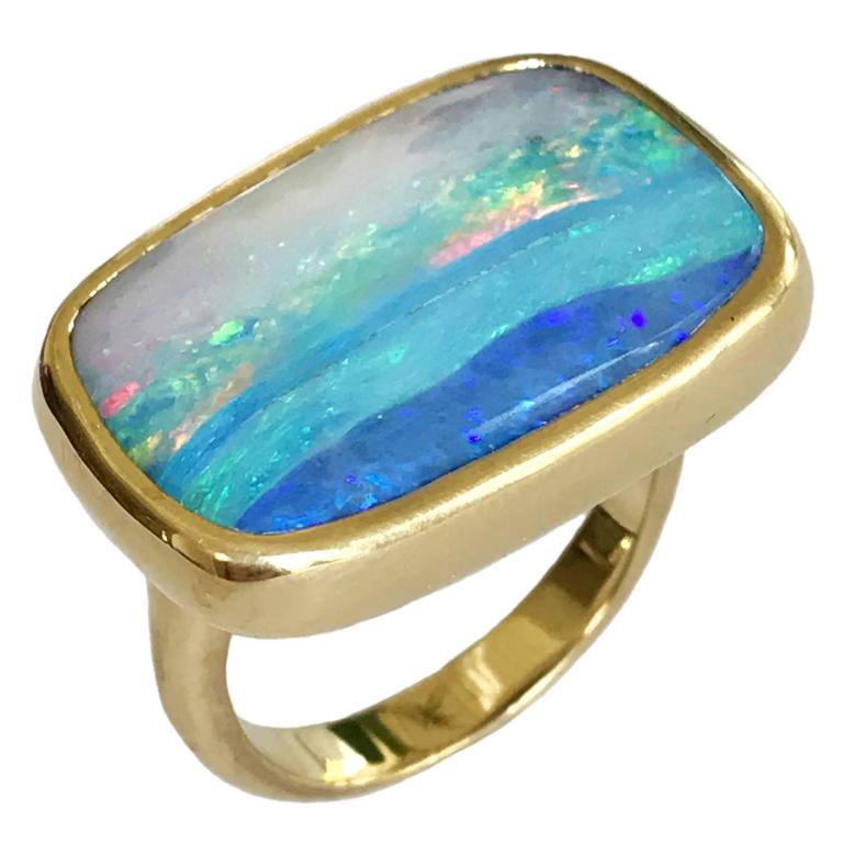 Dalben Ocean View Boulder Opal Gold Ring at 1stDibs