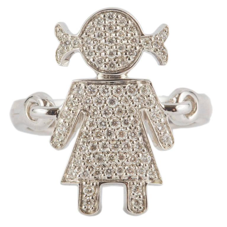 Baby Girl Diamonds 18 Karat Gold Ring For Sale at 1stDibs