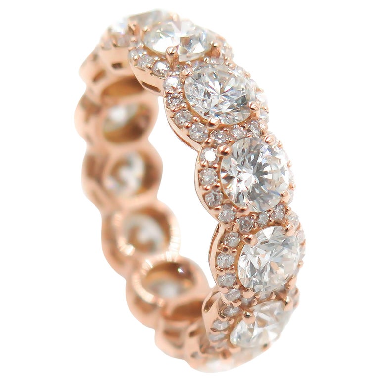 Rose Gold Halo Diamond Eternity Band at 1stDibs