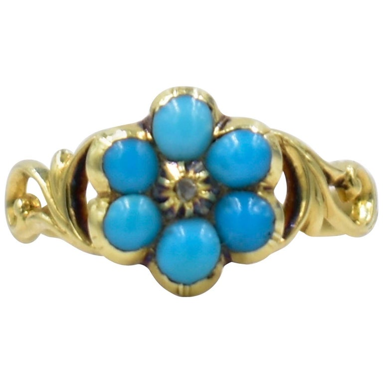 Antique Turquoise and Gold Forget Me Not Ring at 1stDibs | antique ...
