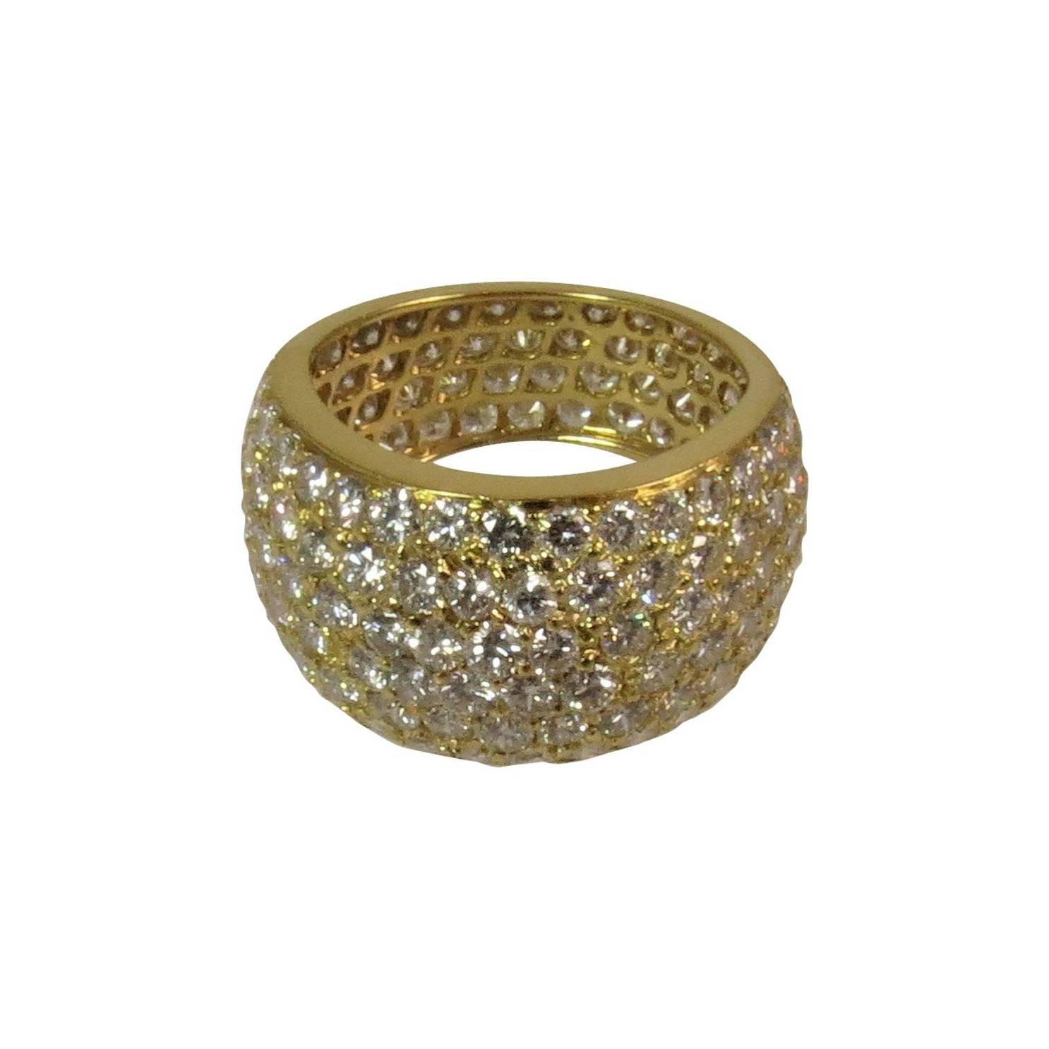 All Around Tapered Pave Diamond Gold Ring at 1stDibs | tapered pave ...