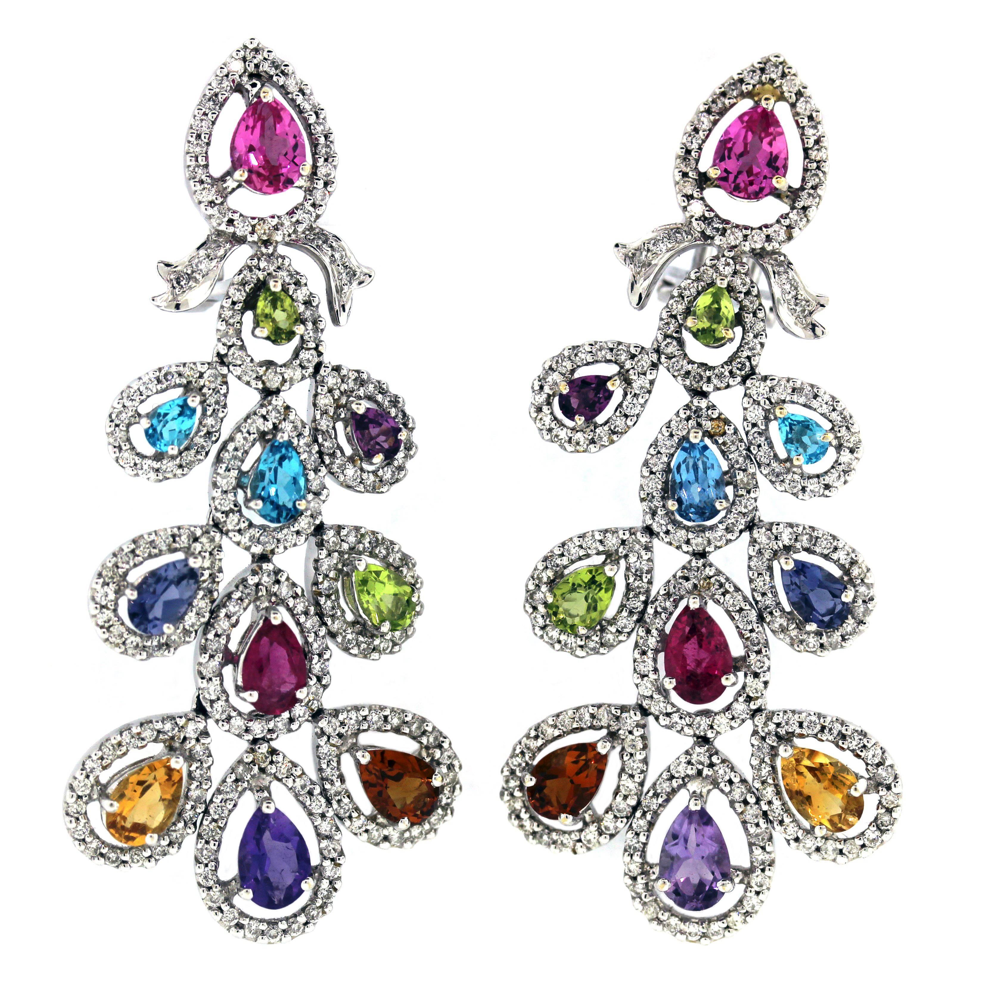 Multi-Color Gemstone Earrings For Sale at 1stDibs